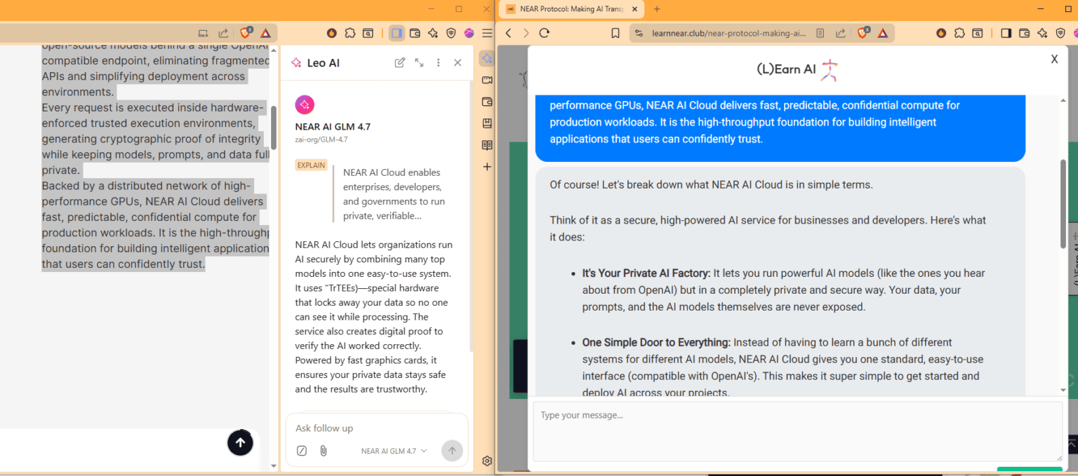 Private AI assistant in your browser - Learn NEAR Club