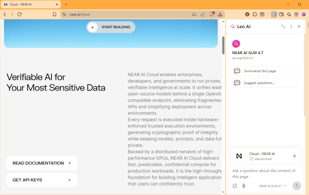 Private AI assistant in your browser - Learn NEAR Club